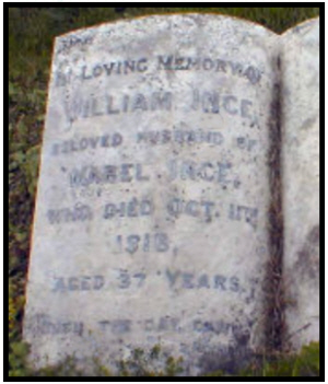 William Ince is buried in Clare cemetery, grave 877