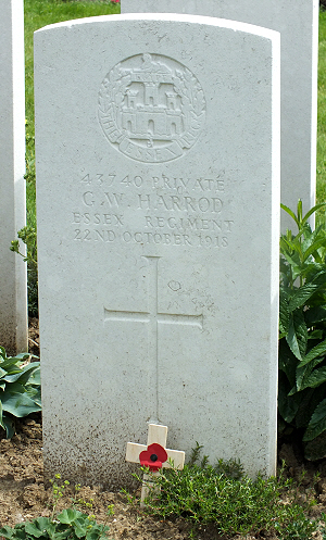George Harrod is buried in Le Cateau Military Cemetery, France grave 5:G:17