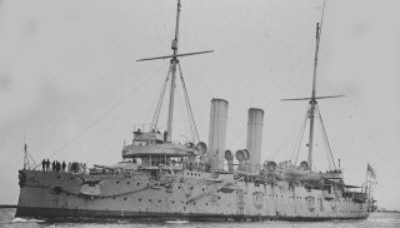 HMS Hawke before the collision, note raked prow