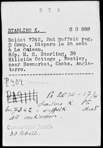 The German reply to Red Cross - they did not know where he was buried ...